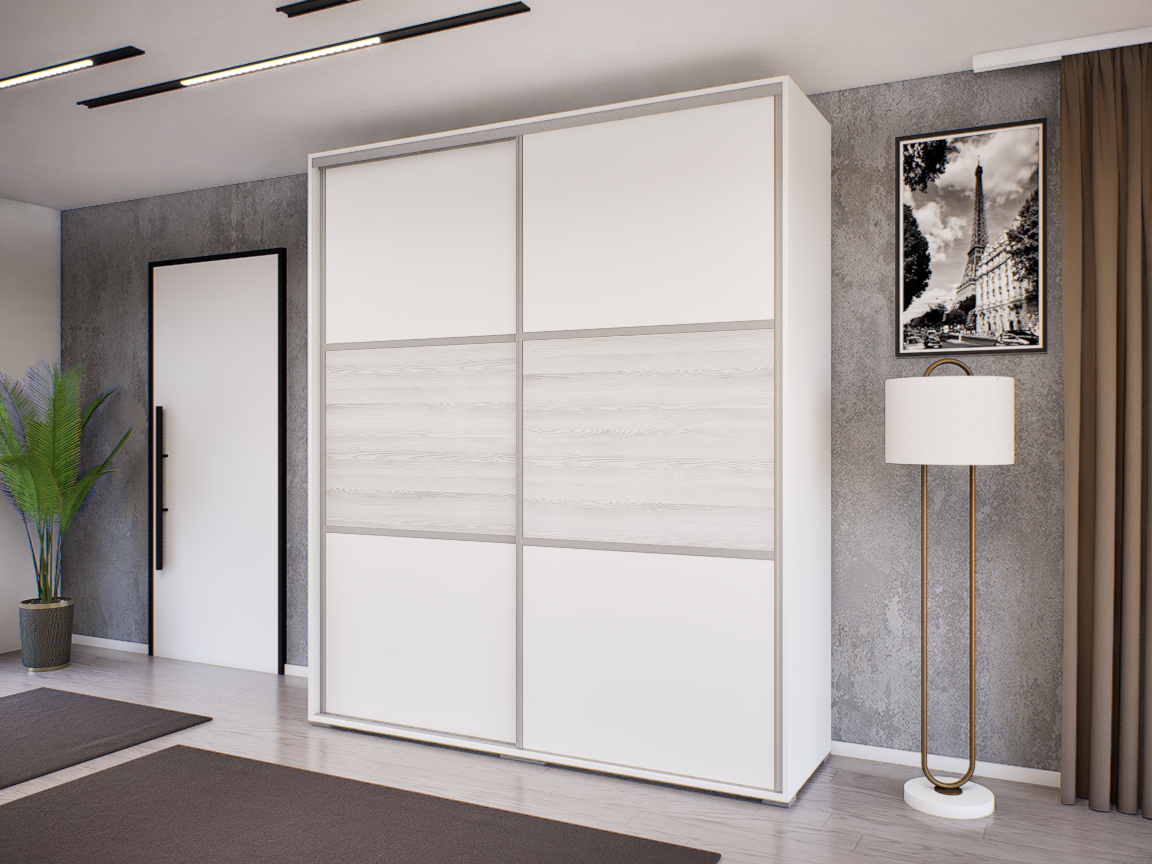 Vantori Tolóajtós Gardrób (Fehér-Hófehér kőris) modern - Homezon.hu